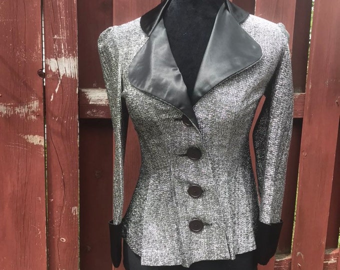 Sale Vintage Metallic Silver Jacket Size Small / Silver Blazer - Etsy