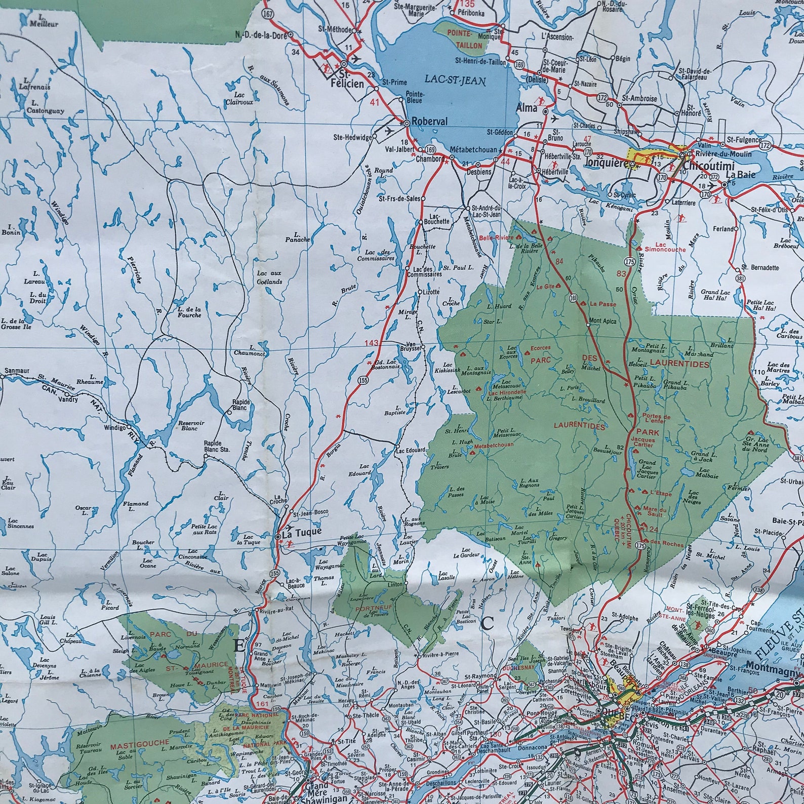 Vintage Quebec Canada Road Map by Exxon Travel Club / Old Map - Etsy