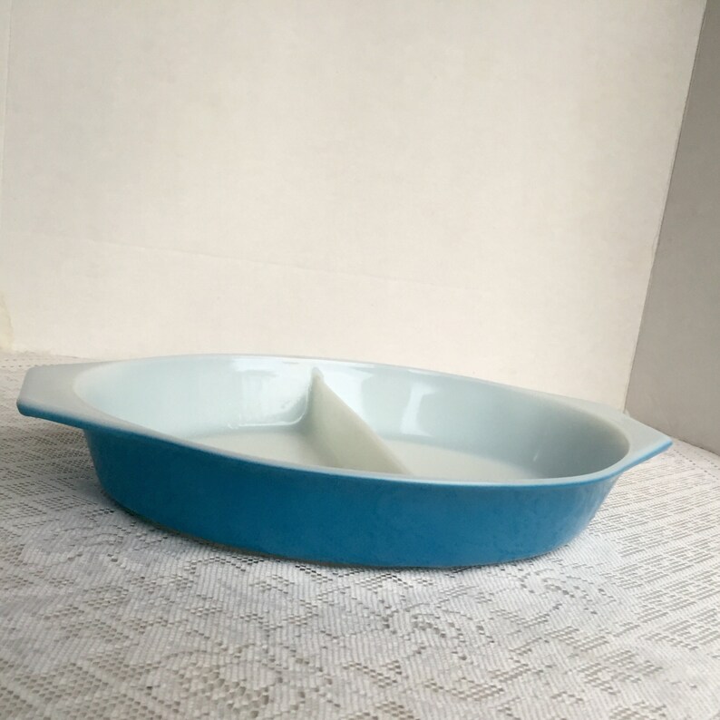 Sale Vintage Pyrex Blue Glassware Divided Dish Blue and White | Etsy