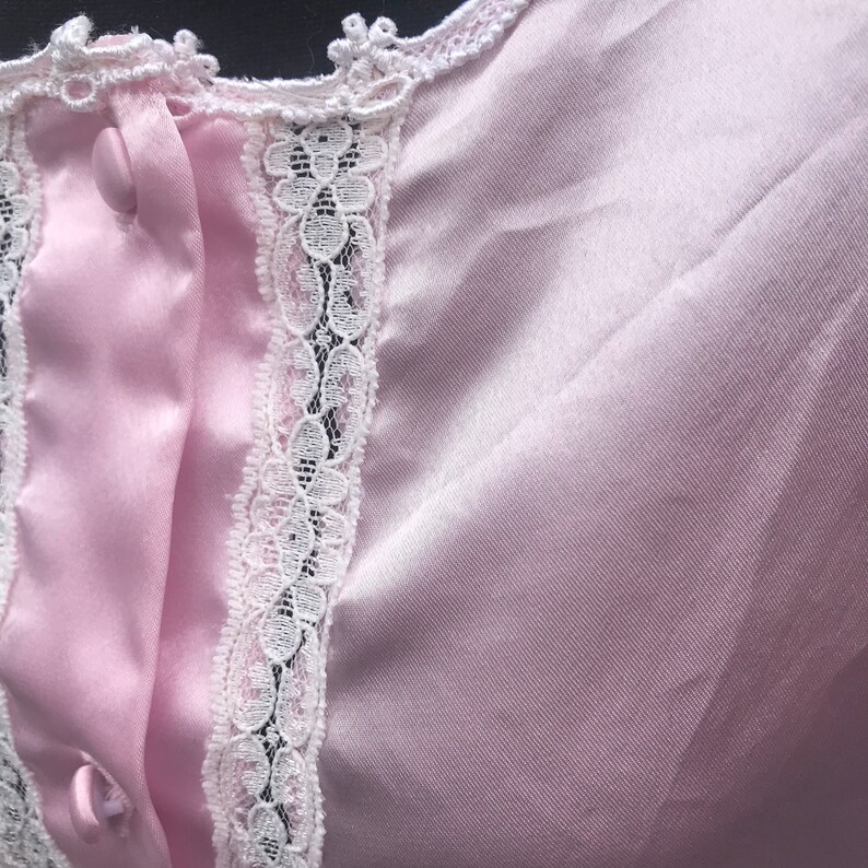 Vintage Pink Nightshirt / Polyester Pajamas / Lace Lingerie / - Etsy