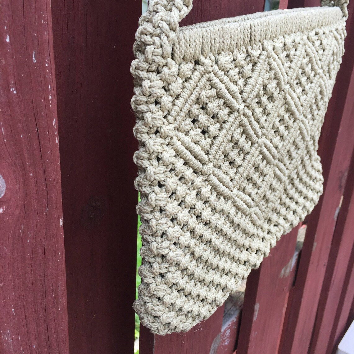 Vintage Purse / Brown Macrame Tote Bag / Beach Bag / Hand Made - Etsy