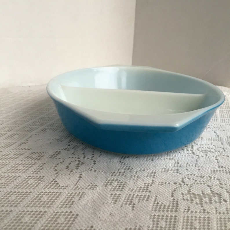 Sale Vintage Pyrex Blue Glassware Divided Dish Blue and White | Etsy