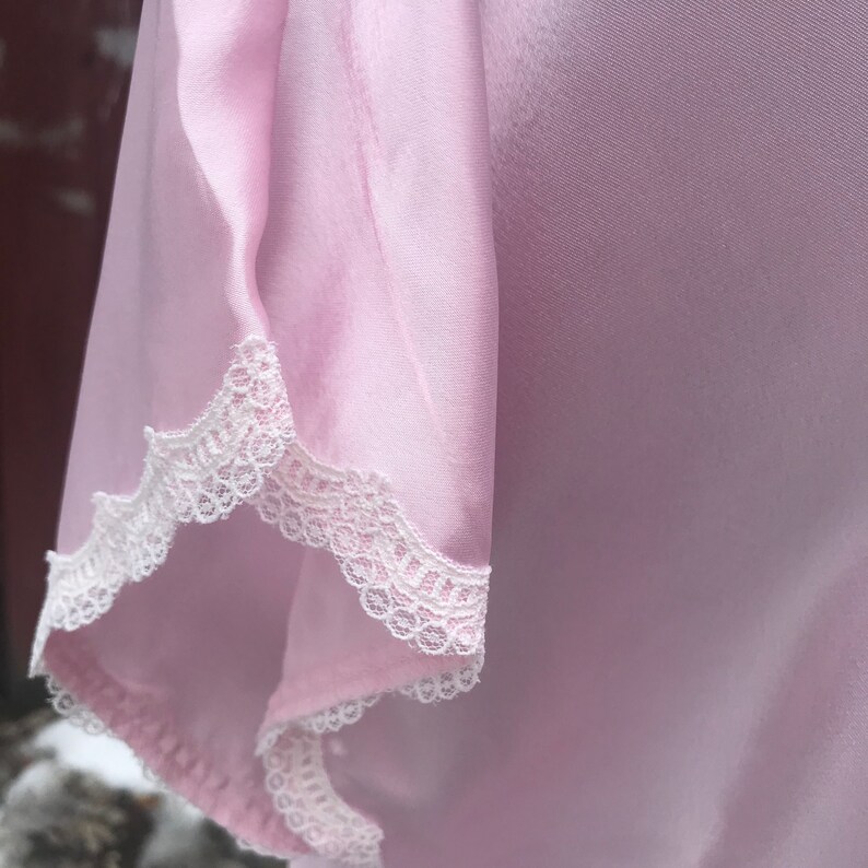 Vintage Pink Nightshirt / Polyester Pajamas / Lace Lingerie / - Etsy