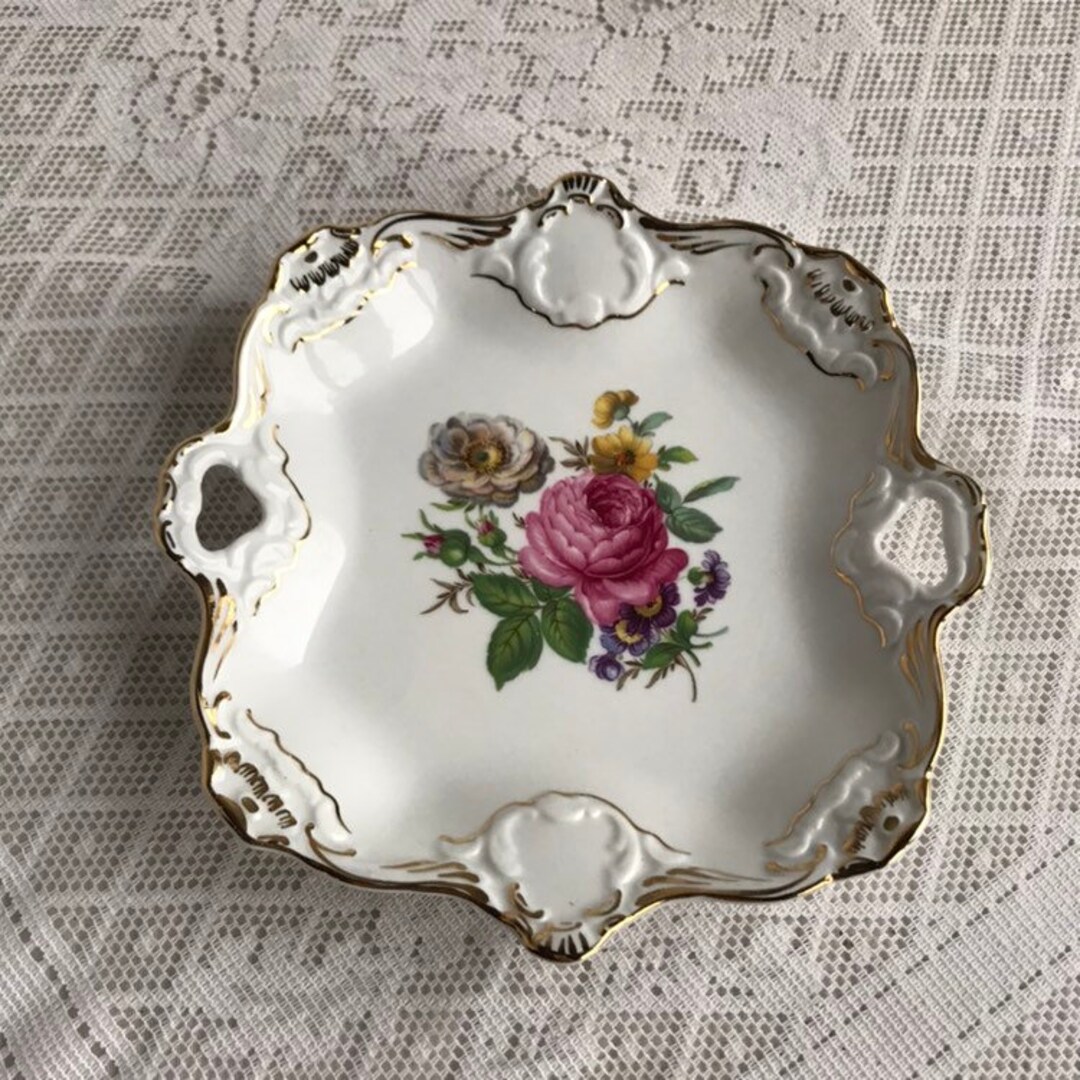 Pink and White Flowers Pattern Ceramic Dish / Vintage Rose China ...