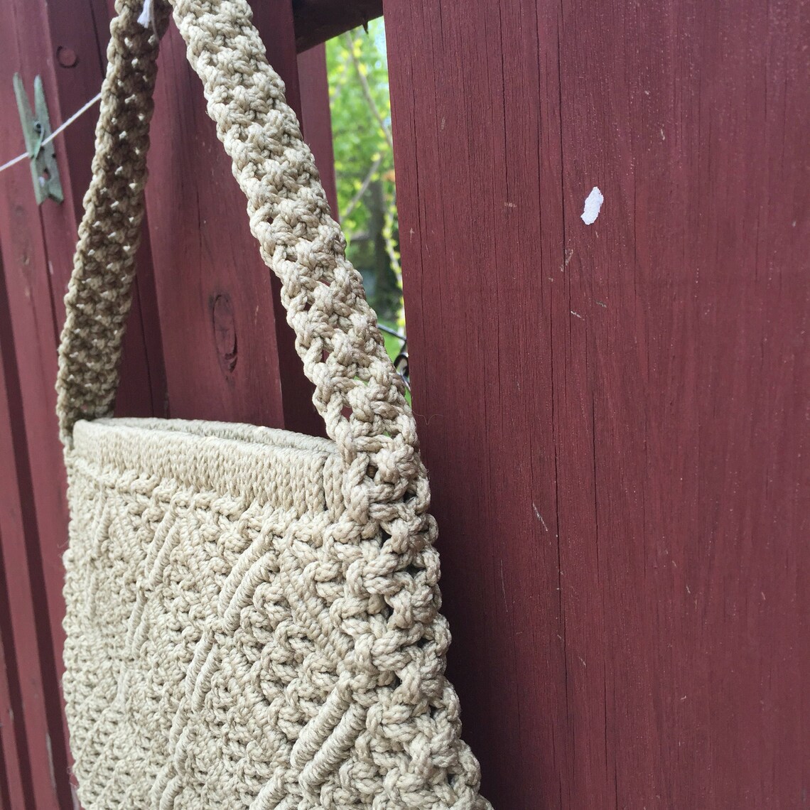 Vintage Purse / Brown Macrame Tote Bag / Beach Bag / Hand Made - Etsy