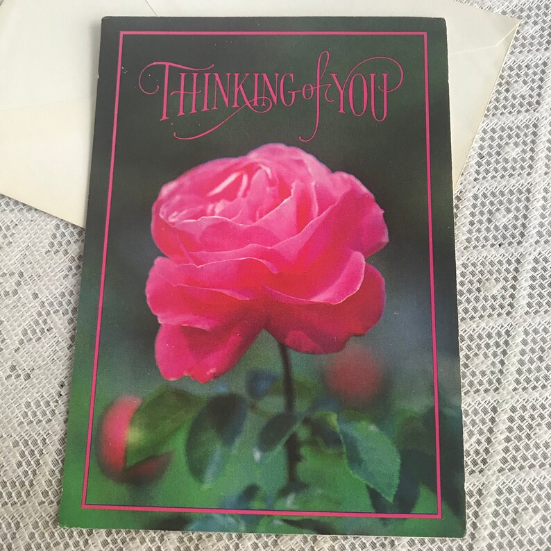 Vintage Pink Rose Thinking of You Card and Envelope by Regent - Etsy