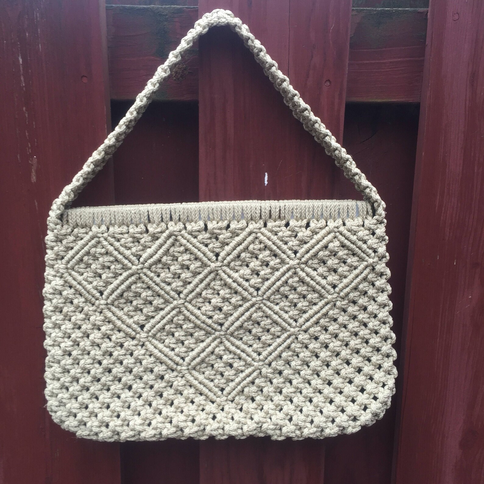 Vintage Purse / Brown Macrame Tote Bag / Beach Bag / Hand Made - Etsy