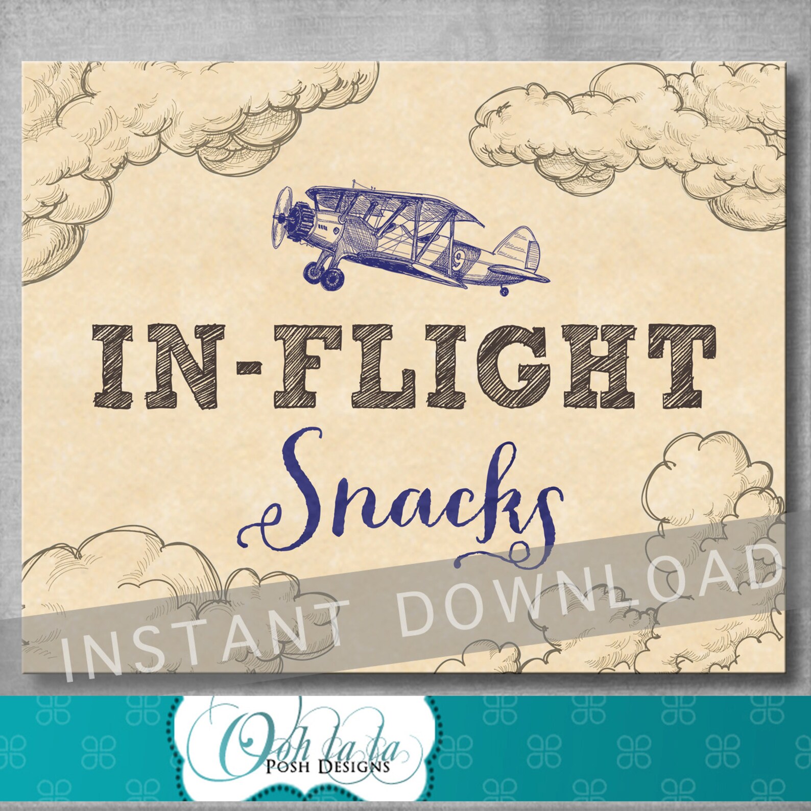 In Flight Snacks Sign 8x10 Inches Vintage Airplane Baby - Etsy
