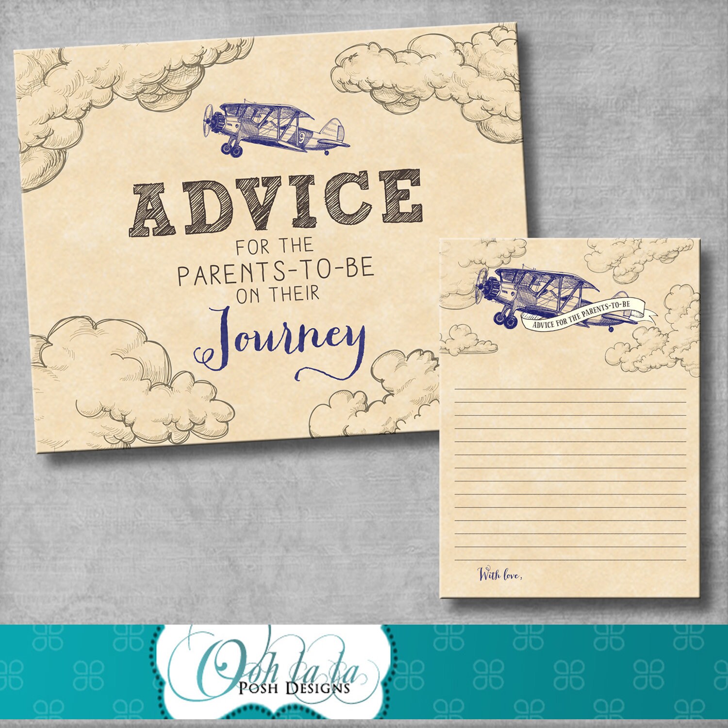 Advice for the Parents-to-be Sign - Advice Card - Vintage Airplane Baby ...