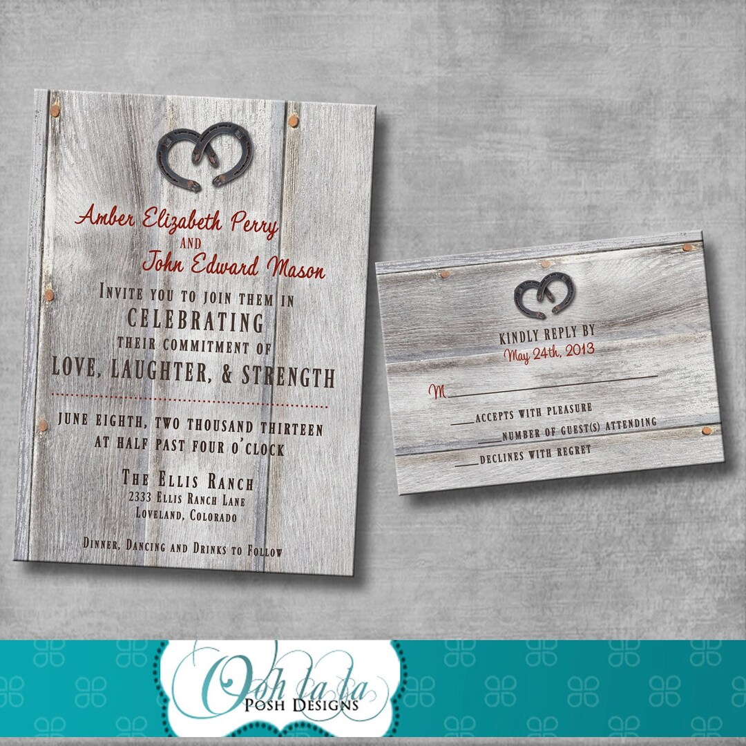 Rustic Charm Wedding Invitation With Matching Response Card - Digital ...