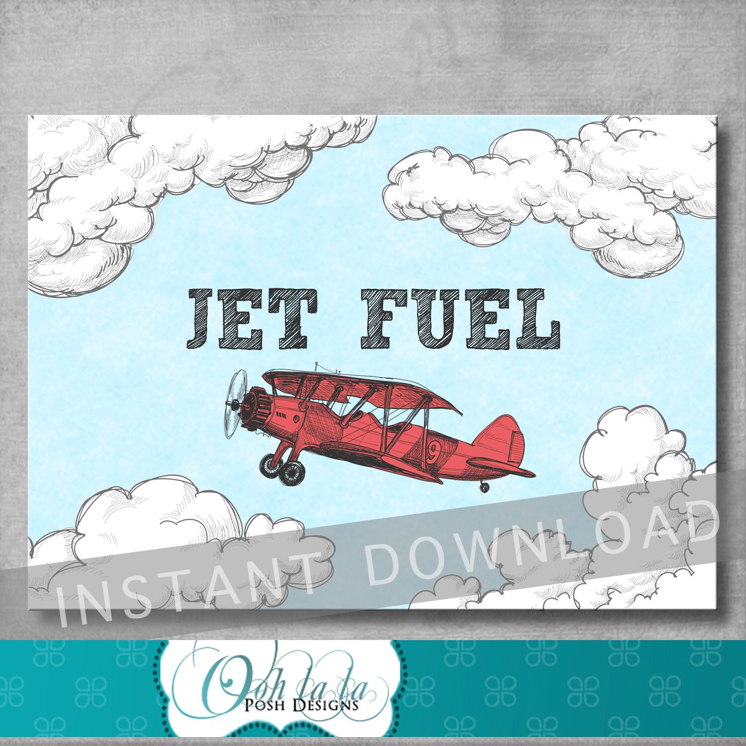 Jet Fuel Sign 5x7 inches Vintage Airplane Party Baby | Etsy