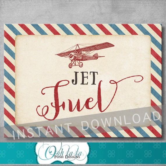 Jet Fuel Sign 5x7 inches Vintage Airplane Party Baby | Etsy