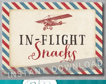 In Flight Snacks Sign 8x10 Inches Vintage Airplane | Etsy