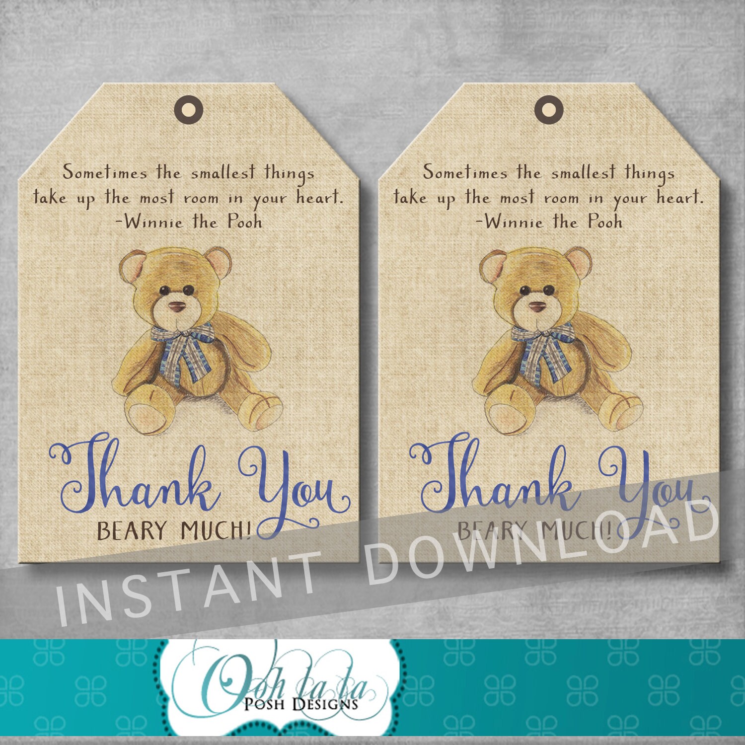 Vintage Teddy Bear Favor Tags - Teddy Bear Party - Vintage Baby Shower ...