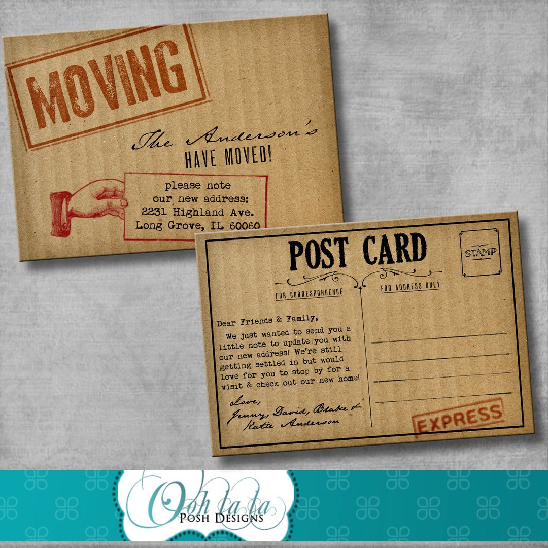 Moving Announcement / Change of Address Cards - Cardboard - DIY ...
