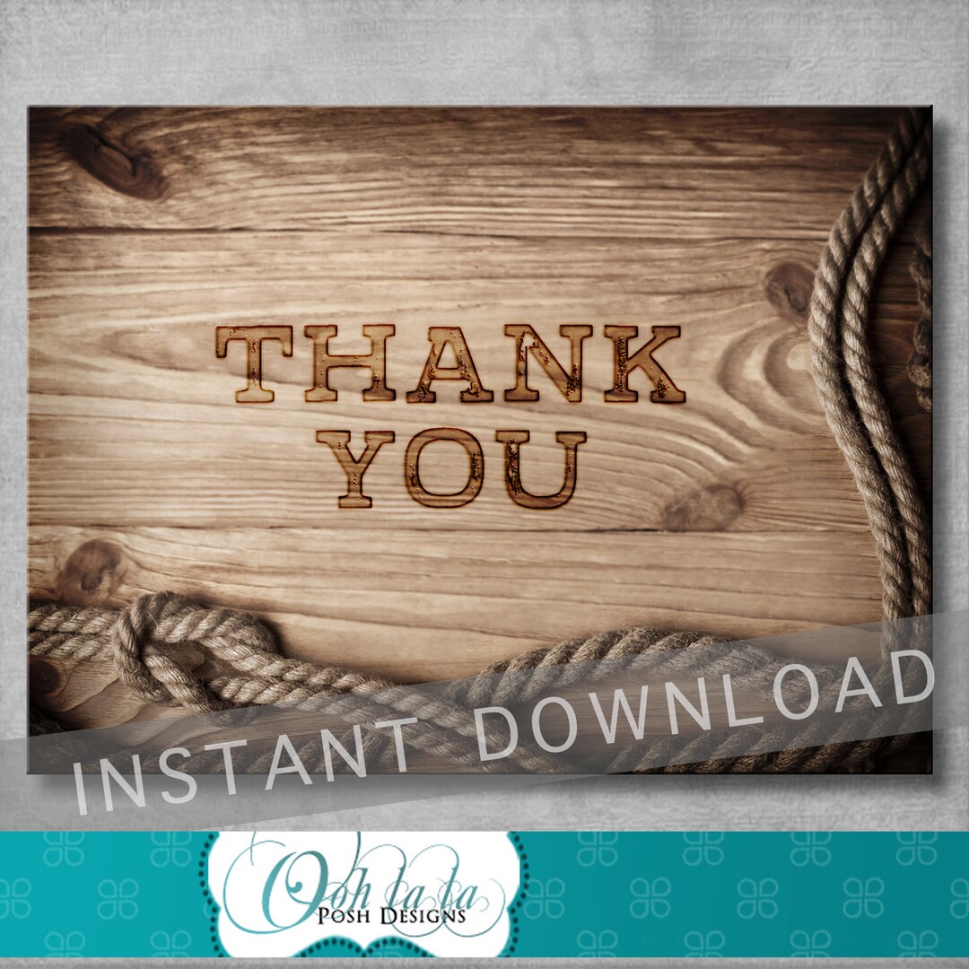 Rustic Wedding Thank You Card - Rustic Invitation - 4 X 5.5 - Country ...