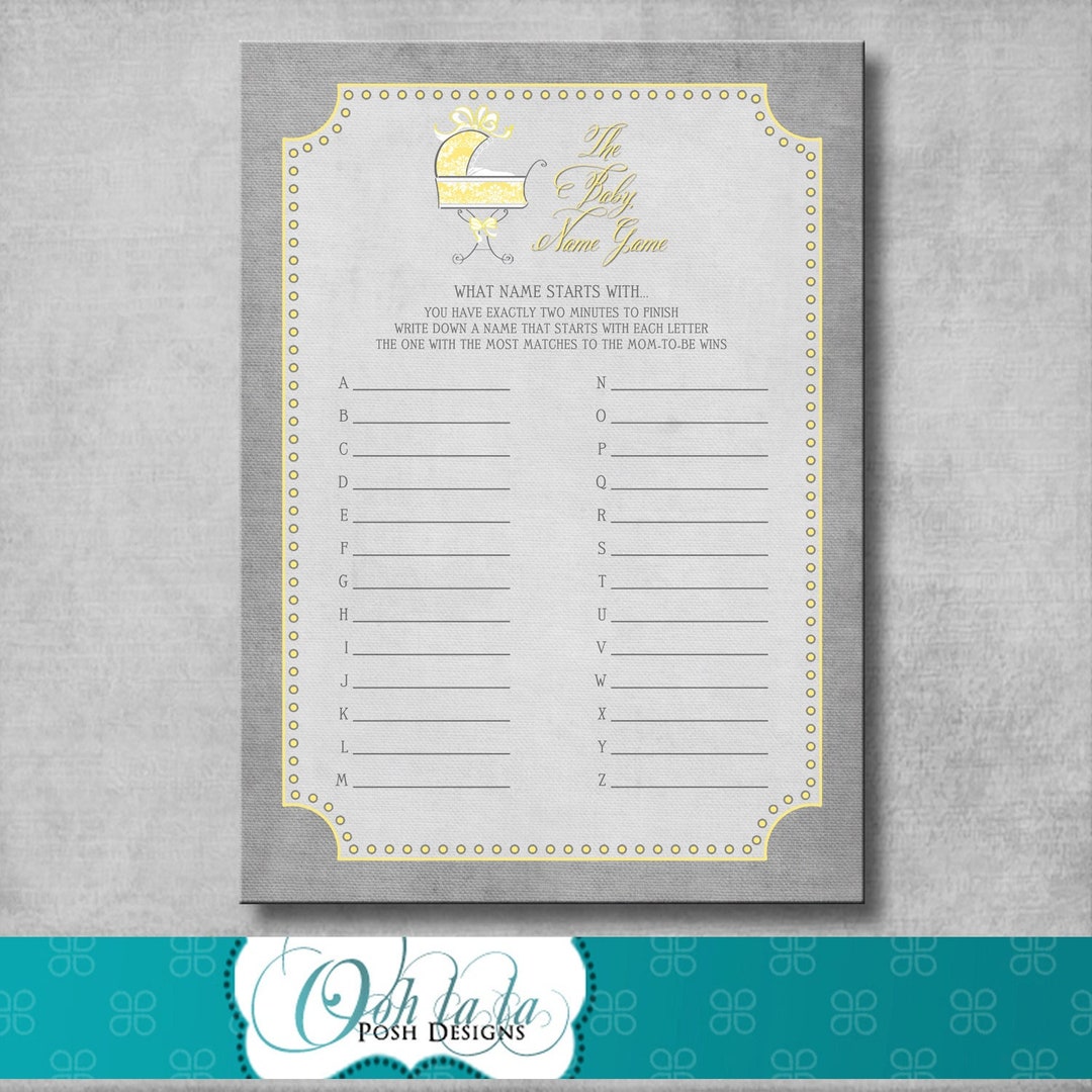 Baby Shower Game - Baby Name Game - Printable - Instant Download - Etsy