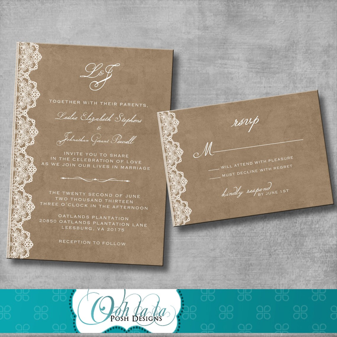 Wedding Invitation and Matching Response Card Vintage Rustic - Etsy