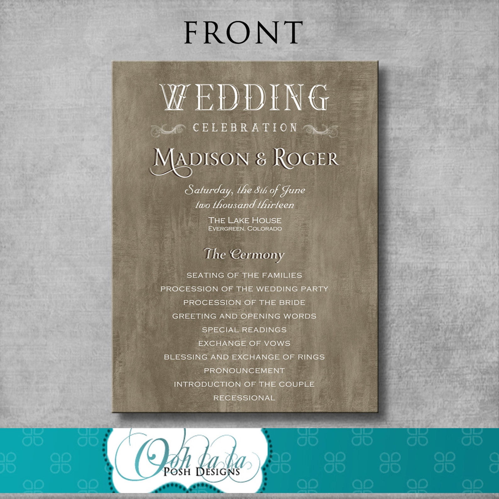 Rustic Elegant Wedding Program DIY Printable - Etsy