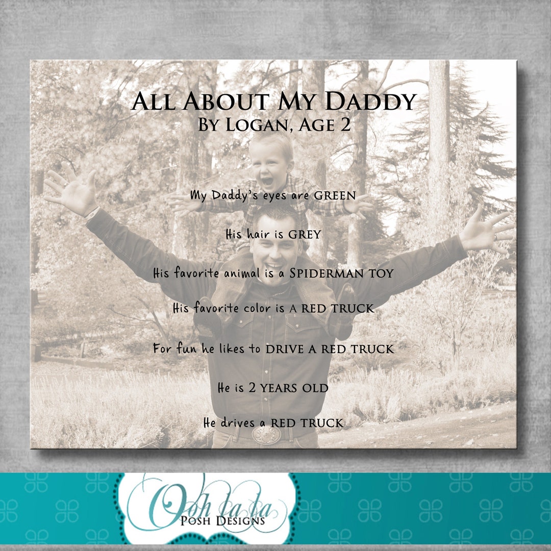 All About My Daddy - Personalized 8x10" Custom Photo Design Gift - Kids ...