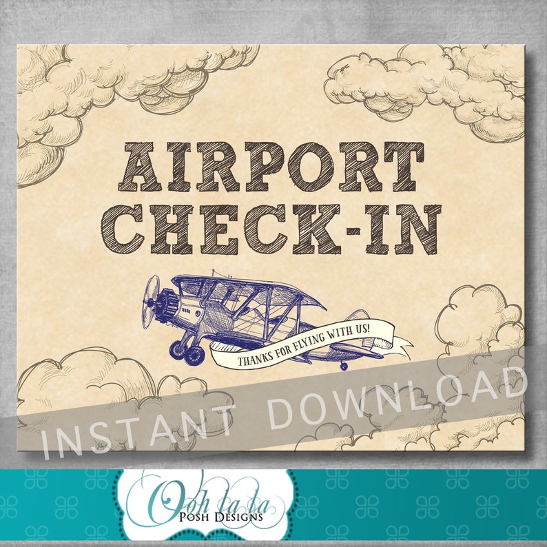Airport Check-in Sign 8x10 Inches Vintage Airplane - Etsy