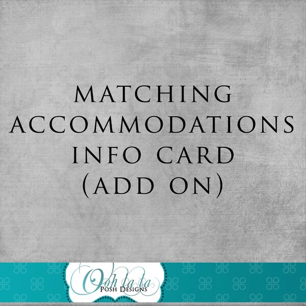 Accommodation Cards - Etsy