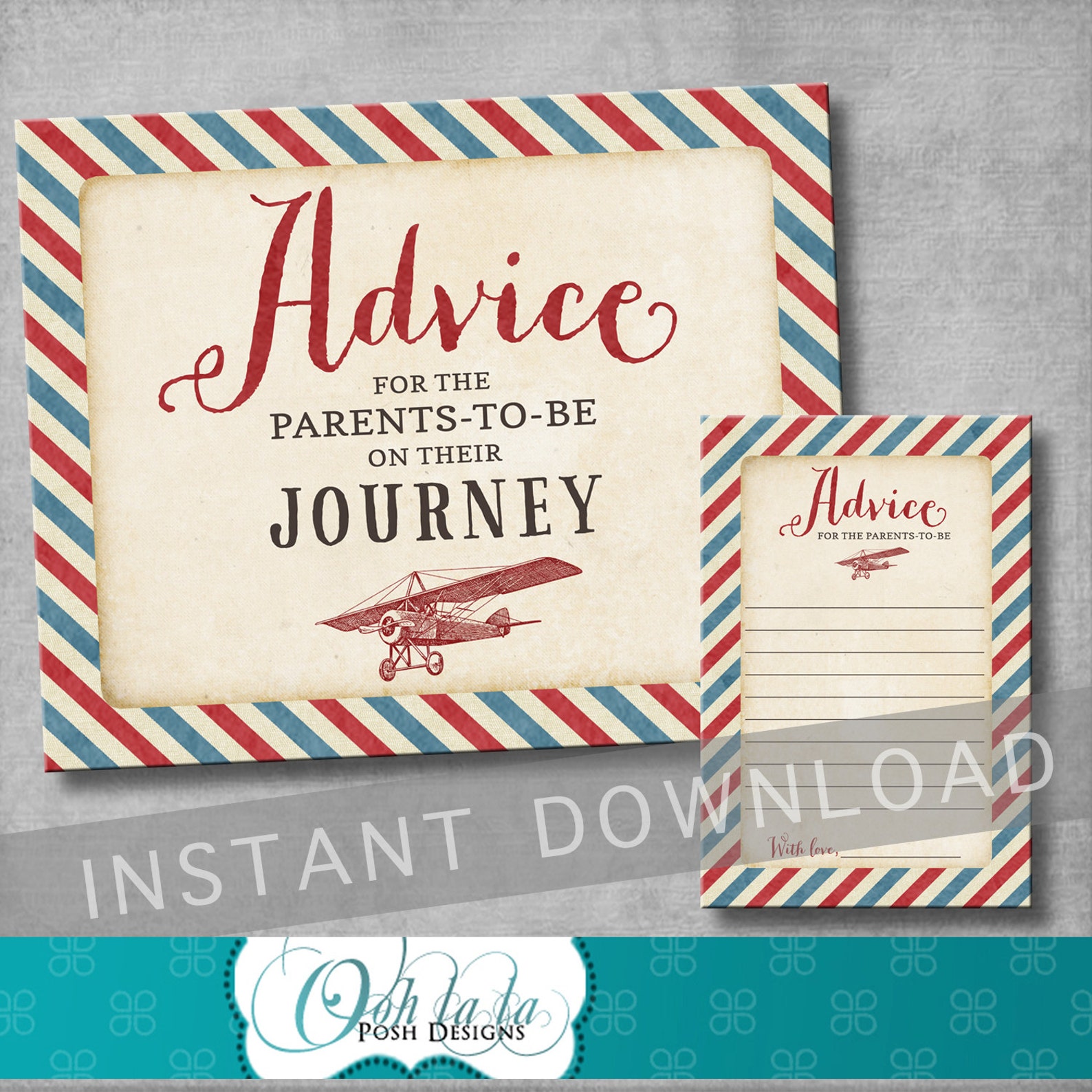 Advice for the Parents-to-be Sign - Advice Card - Vintage Airplane Baby ...