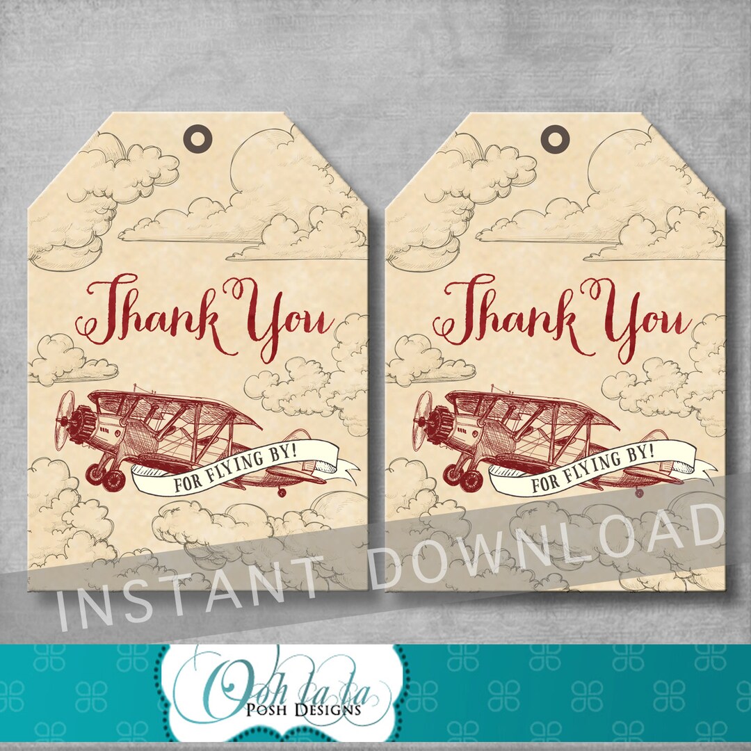 Vintage Airplane Favor Tags - Airplane Baby Shower - Vintage Baby ...
