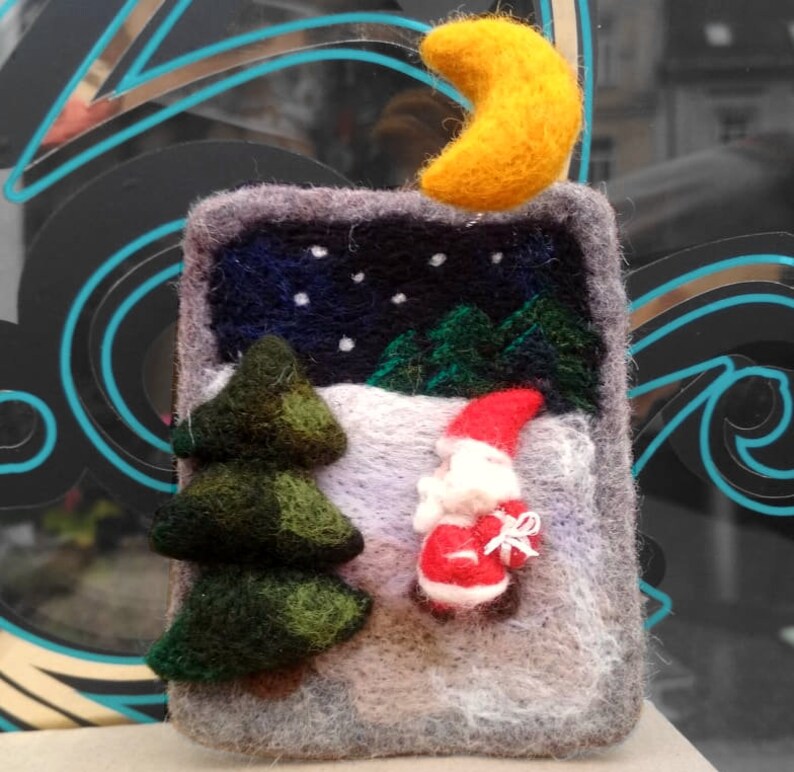 Felted Brooch - Silent Christmas Night - Etsy