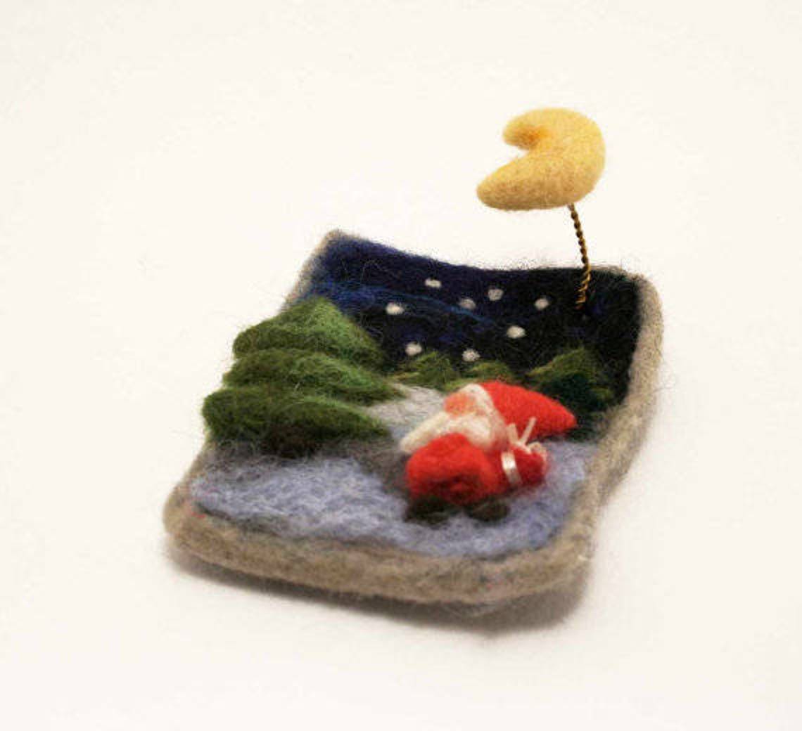 Felted Brooch - Silent Christmas Night - Etsy