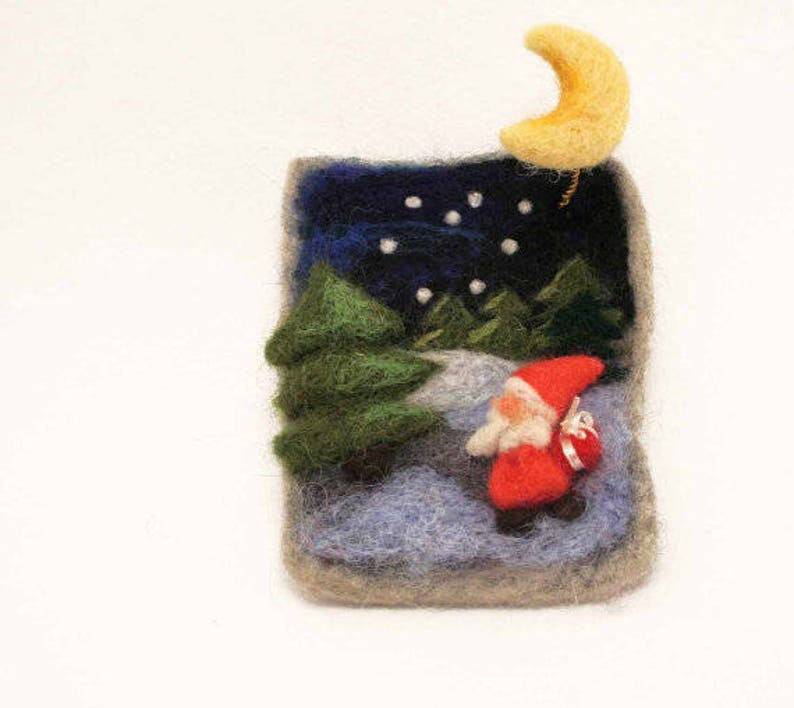 Felted Brooch - Silent Christmas Night - Etsy