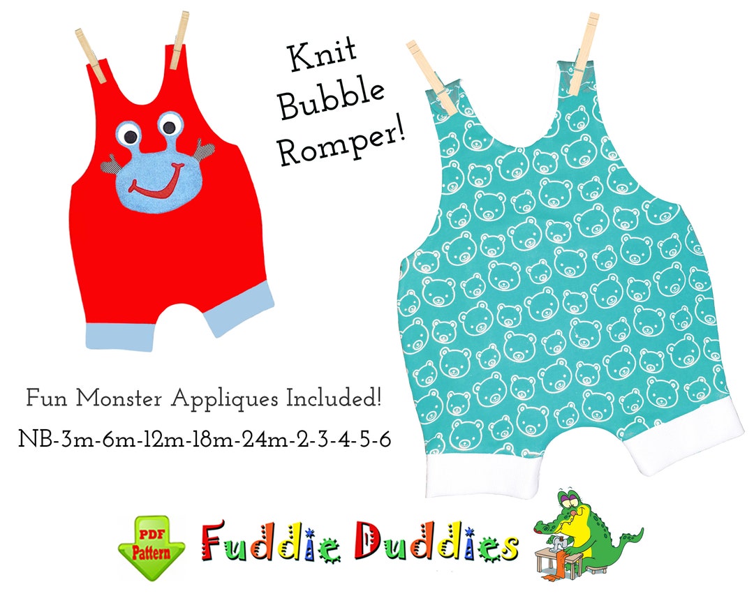 Unisex Bubble Romper Sewing Pattern With Monster Applique Patterns ...