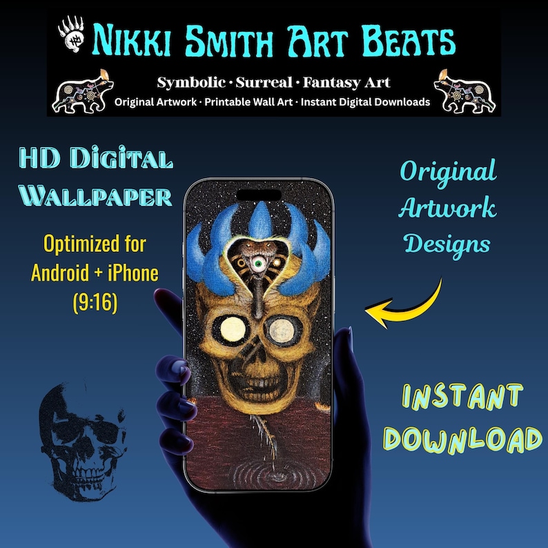 Golden Skull Lotus Crown Phone Wallpaper, Dark Surreal Art (digital ...