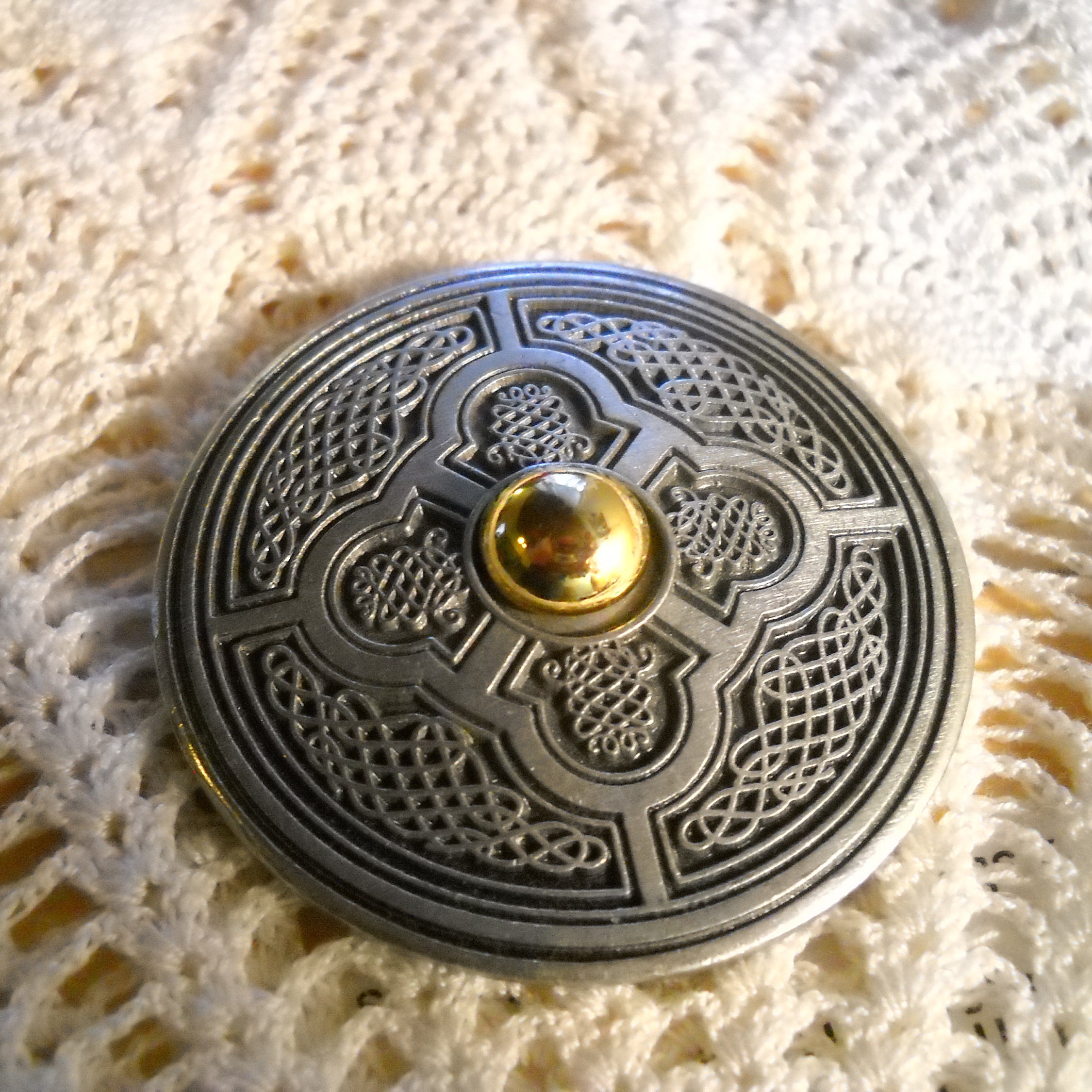 Vintage Shield Brooch Celtic Shield Brooch Round Silver | Etsy