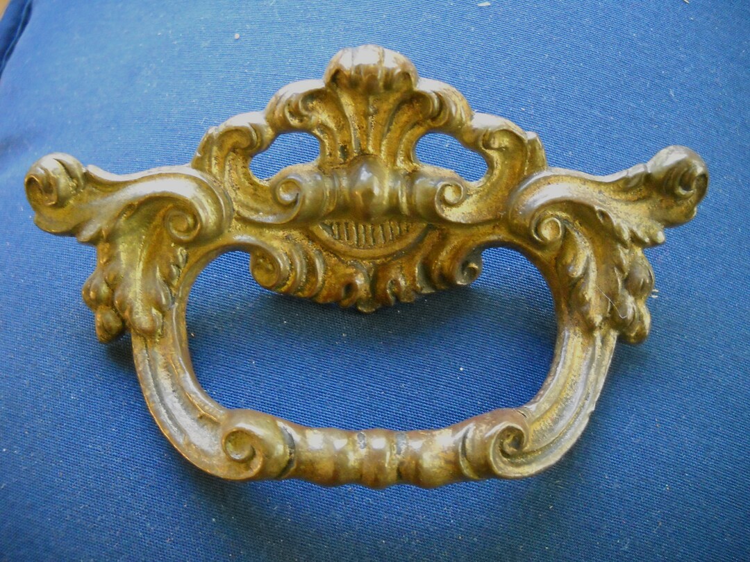 Vintage Brass Drawer Pull, Ornate Brass Drawer Handle, Solid Brass ...
