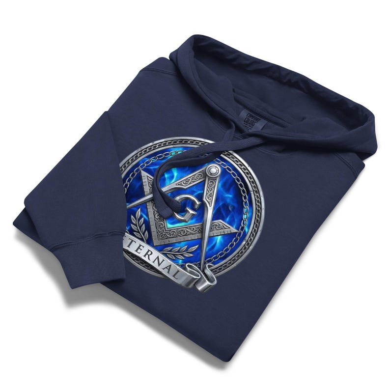 Eternal Blue Flame Masonic Emblem – Square & Compass Symbol Art Garment ...