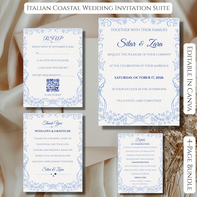 Italian Coastal Wedding Invitation Suite, Amalfi Lemon Wedding Invite ...