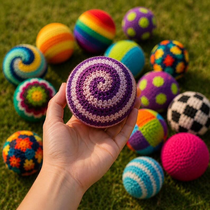 Rainbow Crochet Hacky Sack Footbag – Handmade Boho Fidget Ball ...
