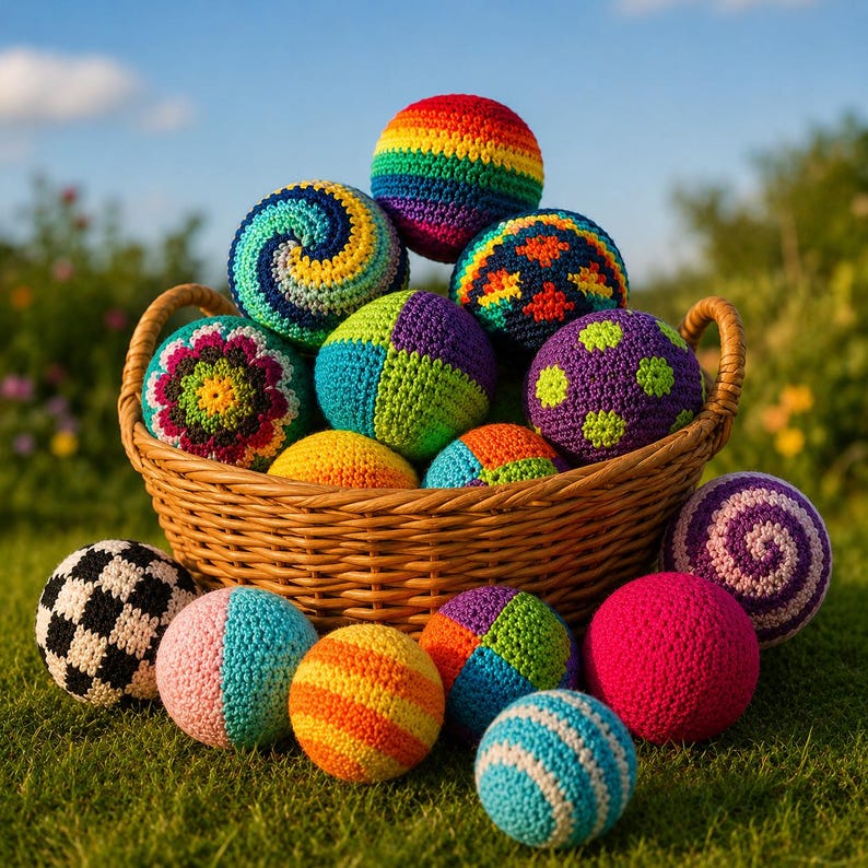 Rainbow Crochet Hacky Sack Footbag – Handmade Boho Fidget Ball ...