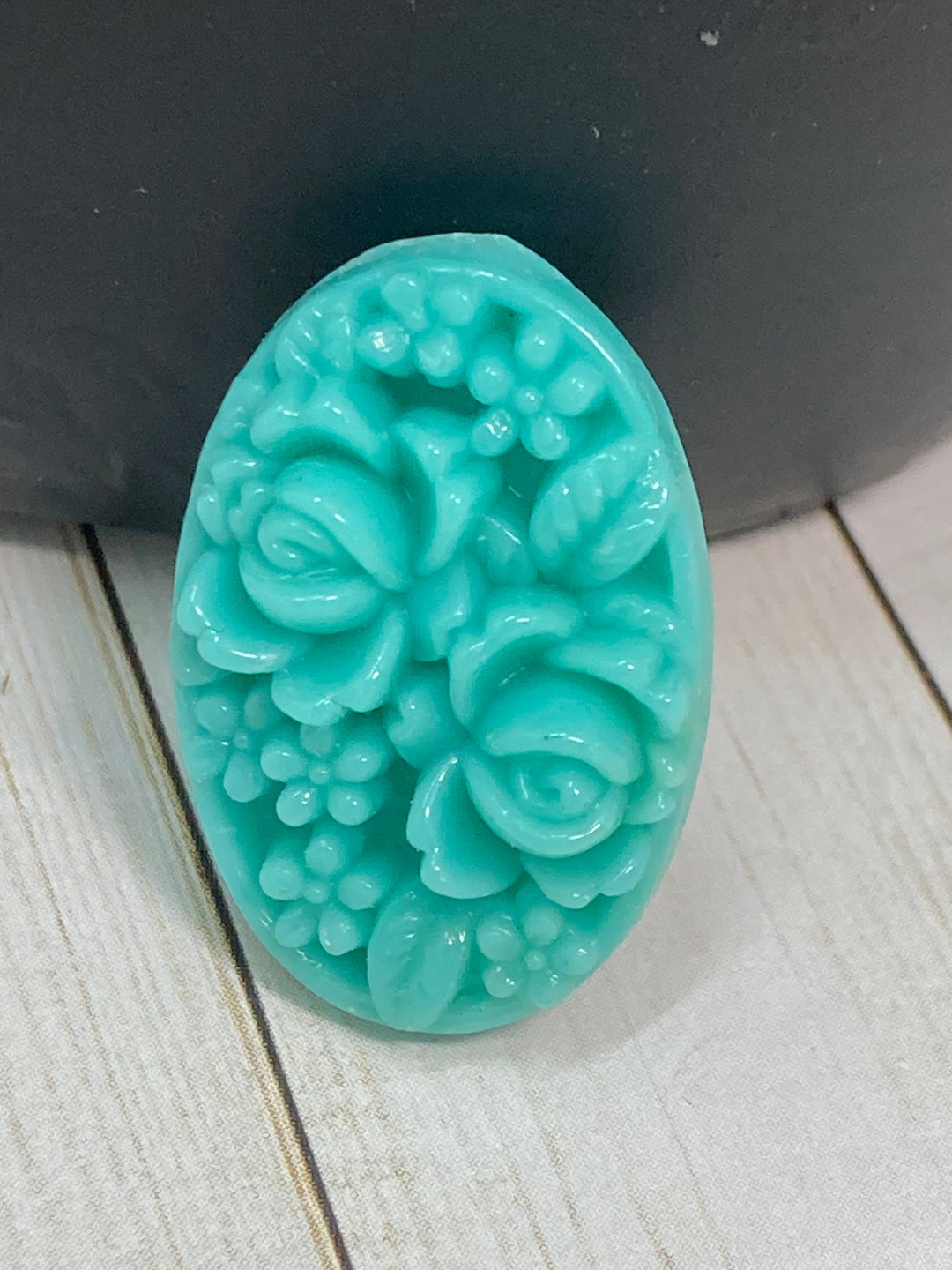 Vintage Japanese Turquoise Glass Oval Cabochon - Etsy