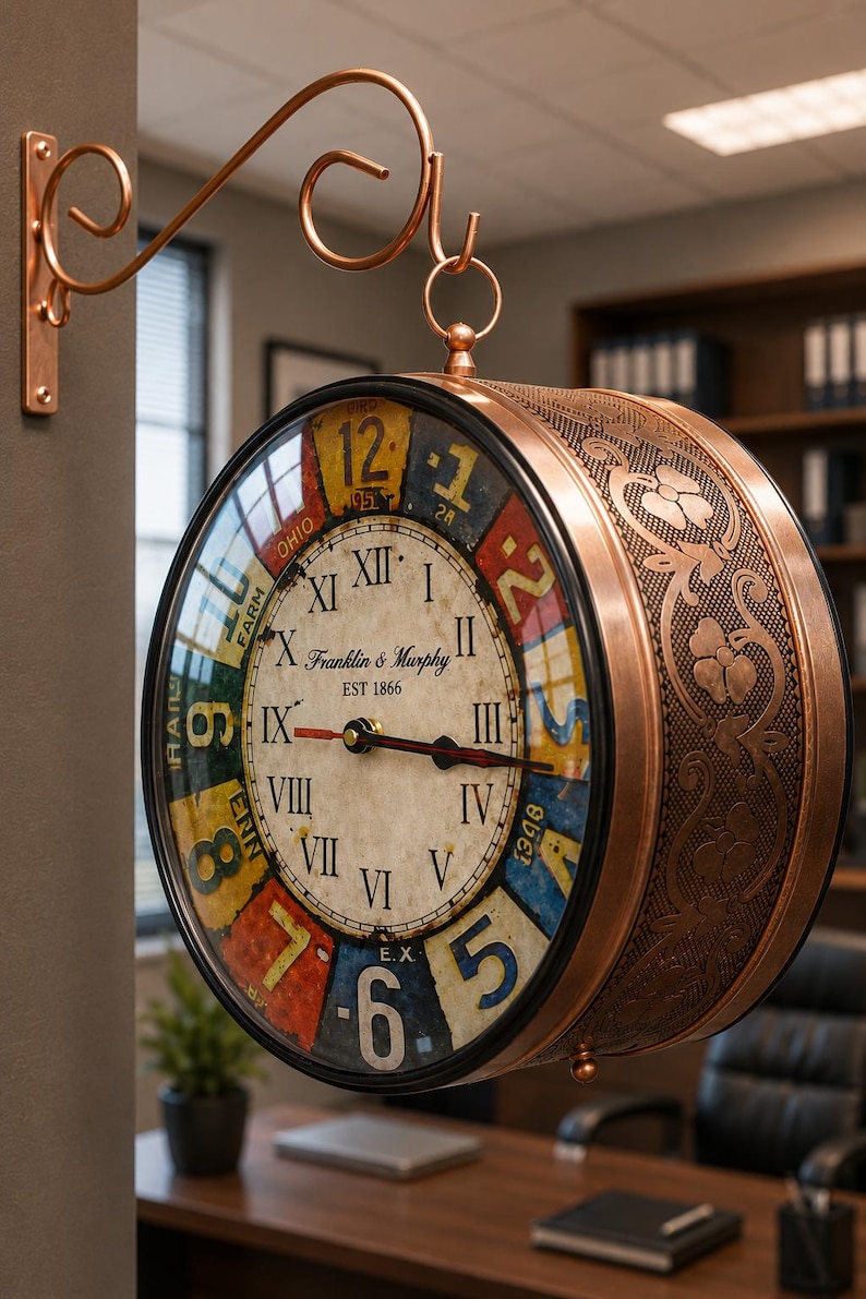 Buy Double-sided Station Clock, Retro Metal Wall Mount, Vintage ...