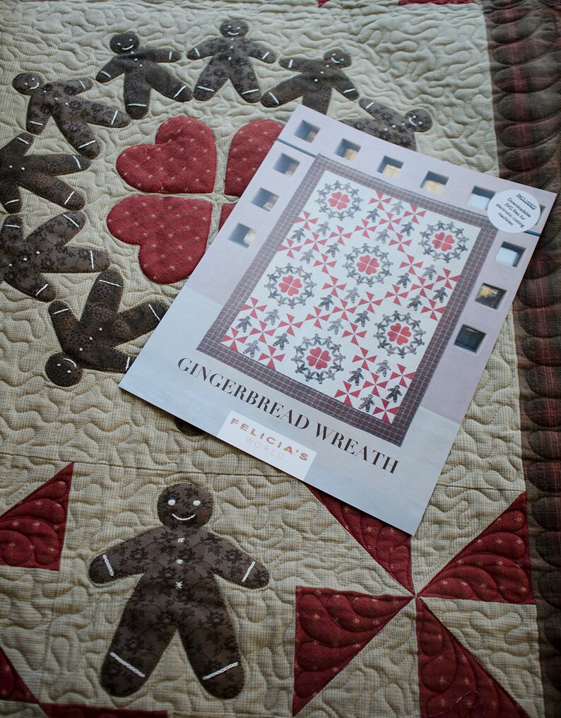 Digital Quilt Pattern | Gingerbread Wreath Quilt Pattern | Christmas ...