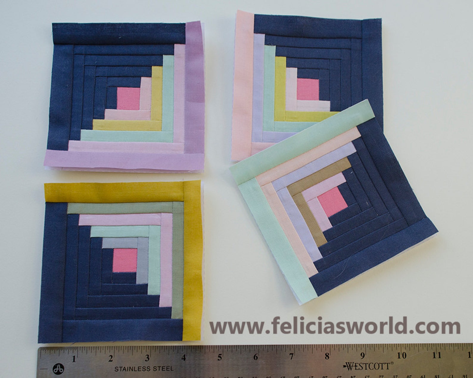 Log Cabin Paper Piecing Template, 4-inch Log Cabin Block, 5/16-inch ...