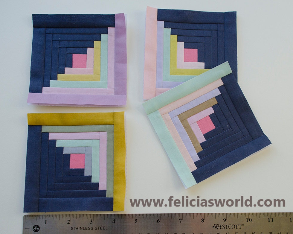 Log Cabin Paper Piecing Template, 4-inch Log Cabin Block, 5/16-inch ...