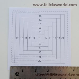 Log Cabin Paper Piecing Template, 4-inch Log Cabin Block, 5/16-inch ...