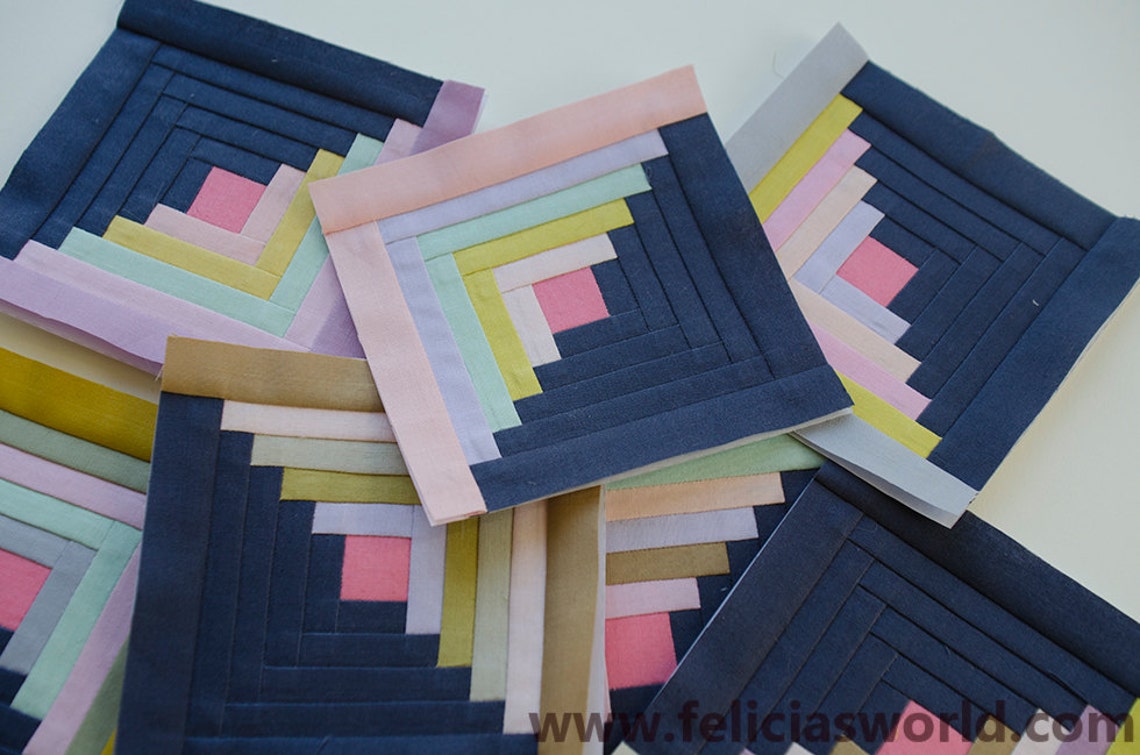 Log Cabin Paper Piecing Template, 4-inch Log Cabin Block, 5/16-inch ...