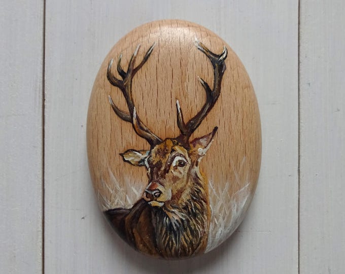 Moonlight Silhouette Buck and Doe Hand Painted Rock, Acrylic Paint ...