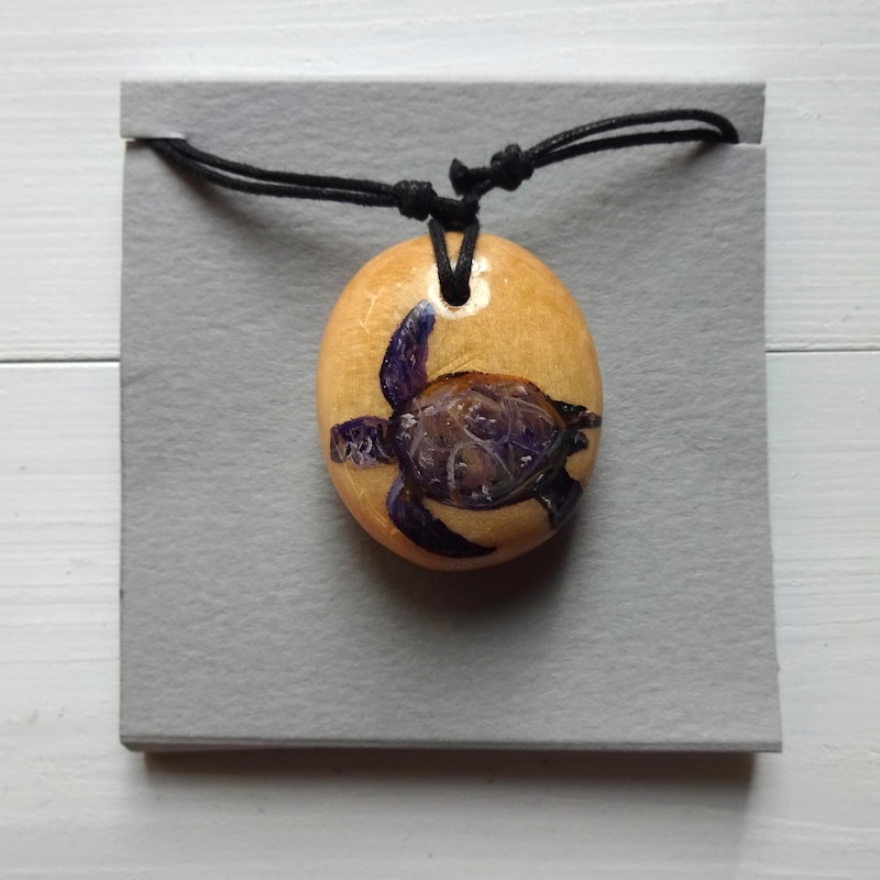 Painted Turtle Pendant - Etsy UK