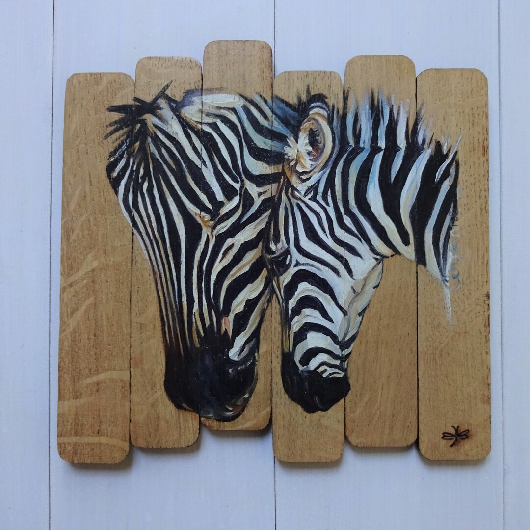 Mother and Baby Zebra Mixed Media Painting - Nurture - Oak Panelling ...