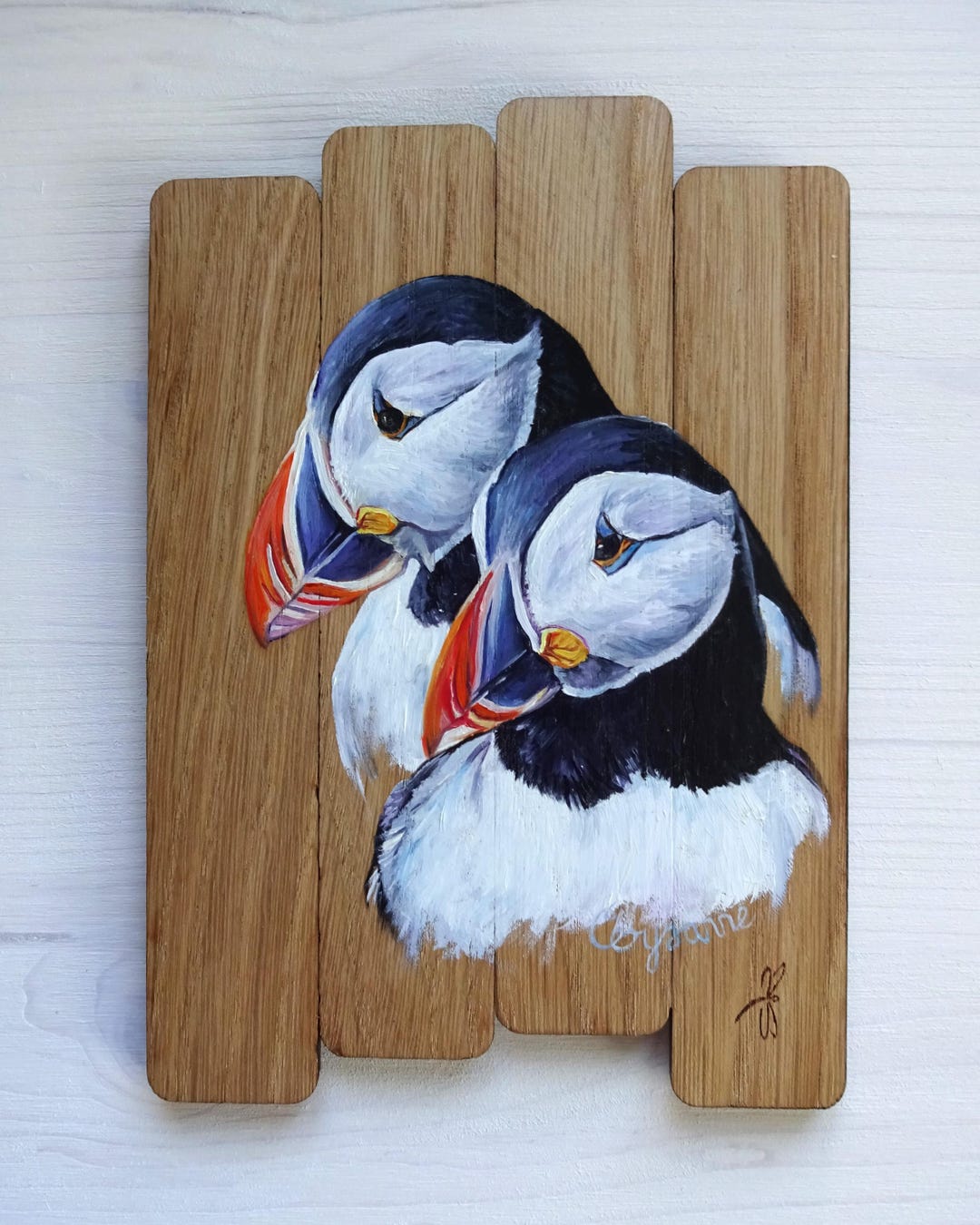 Puffin Oil Painting - Oak Panel Approx. 6.75" X 4.5" - Handmade ...